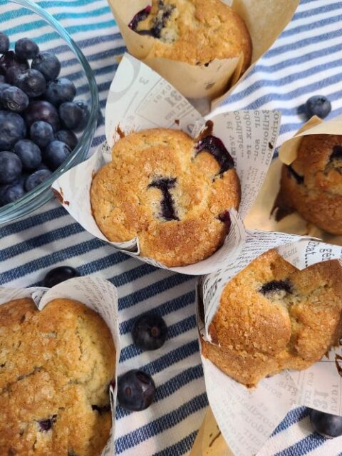 Your Favorite Café Blueberry Muffins - Man Meets Oven