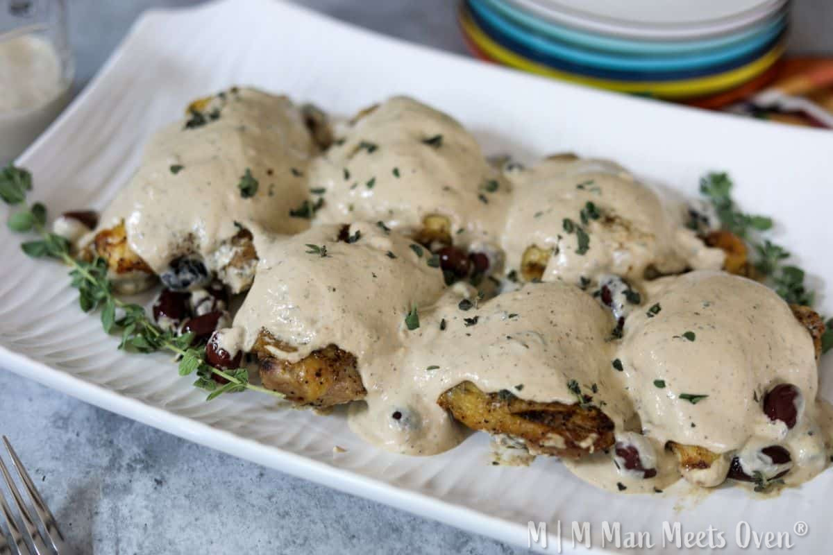 Greek Chicken With Creamy Feta Sauce - Man Meets Oven