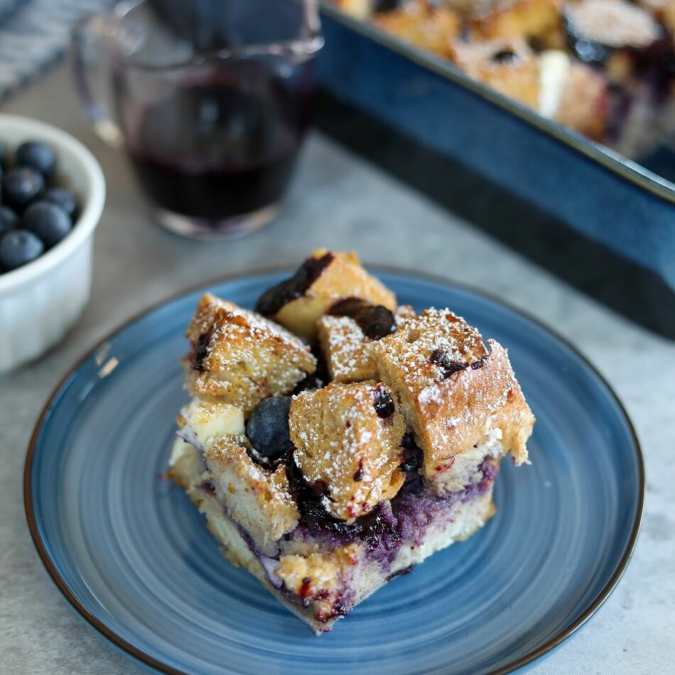 Baked Cream Cheese & Blueberry French Toast - Man Meets Oven
