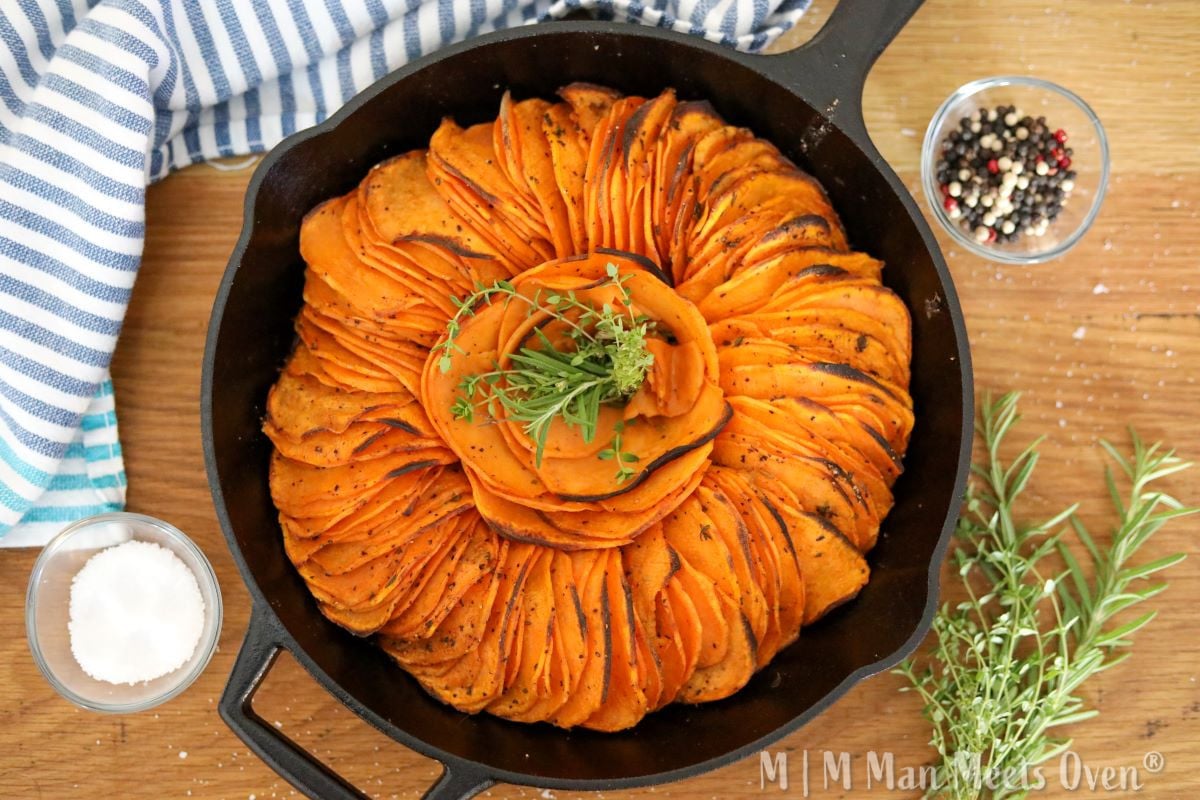 Spicy Roasted Sweet Potatoes - Man Meets Oven