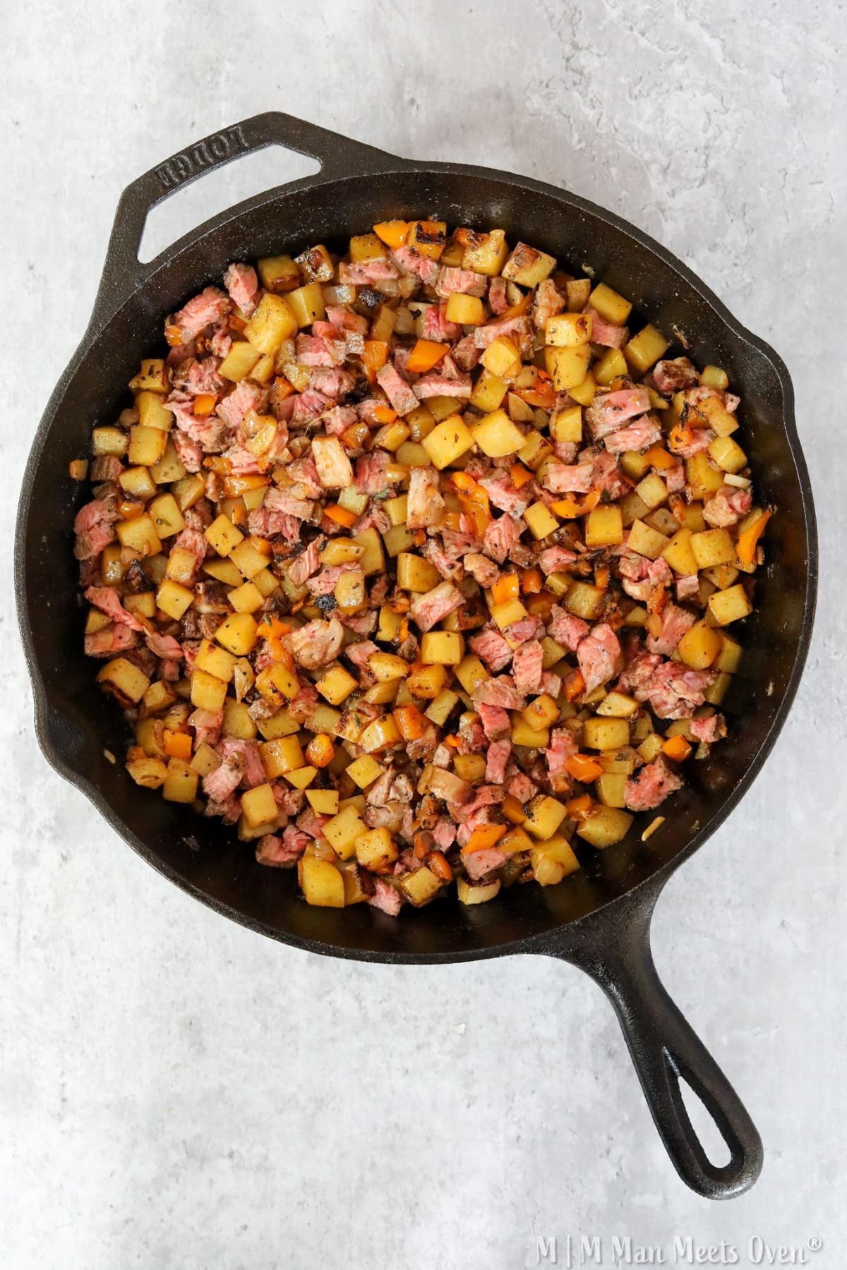 Steak And Potato Hash With Eggs - Man Meets Oven