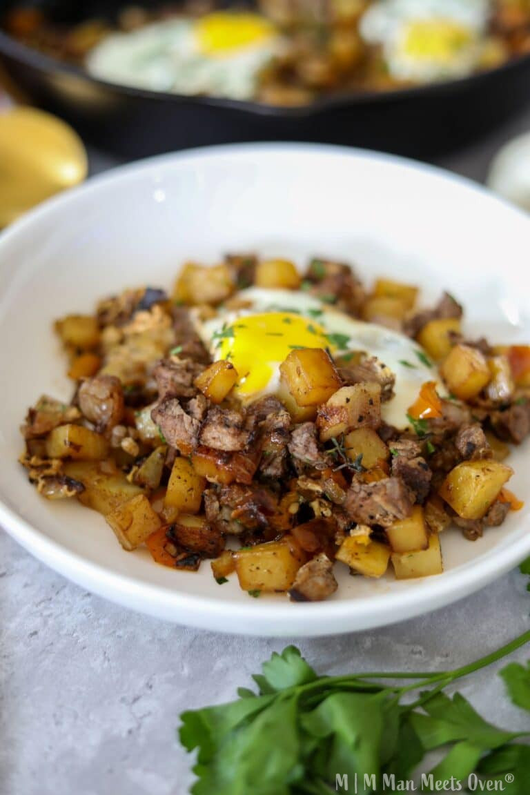 Steak And Potato Hash With Eggs - Man Meets Oven