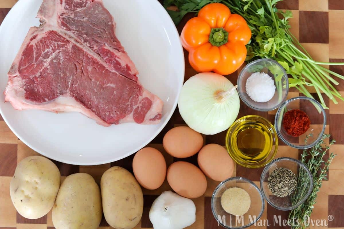 Steak And Potato Hash With Eggs - Man Meets Oven