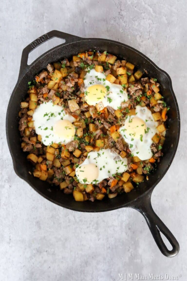Steak And Potato Hash With Eggs - Man Meets Oven