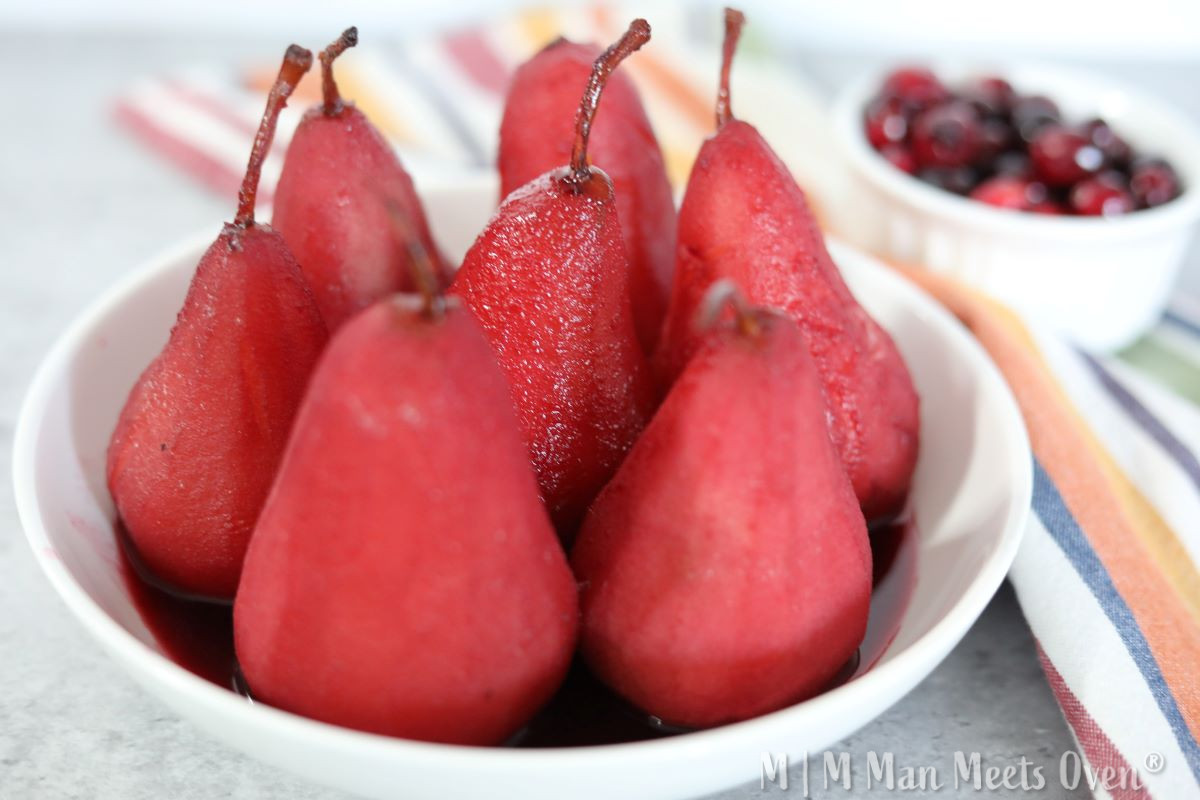 Cranberry And Red Wine Poached Pears - Man Meets Oven
