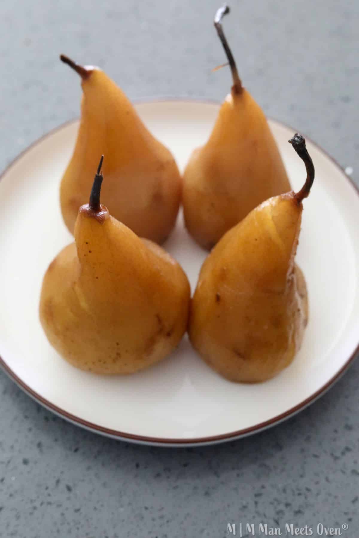 Brown Sugar And Bourbon Poached Pears - Man Meets Oven