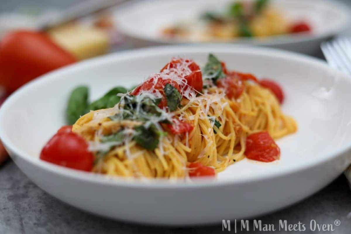 Angel Hair Pasta With Tomato And Basil - Man Meets Oven