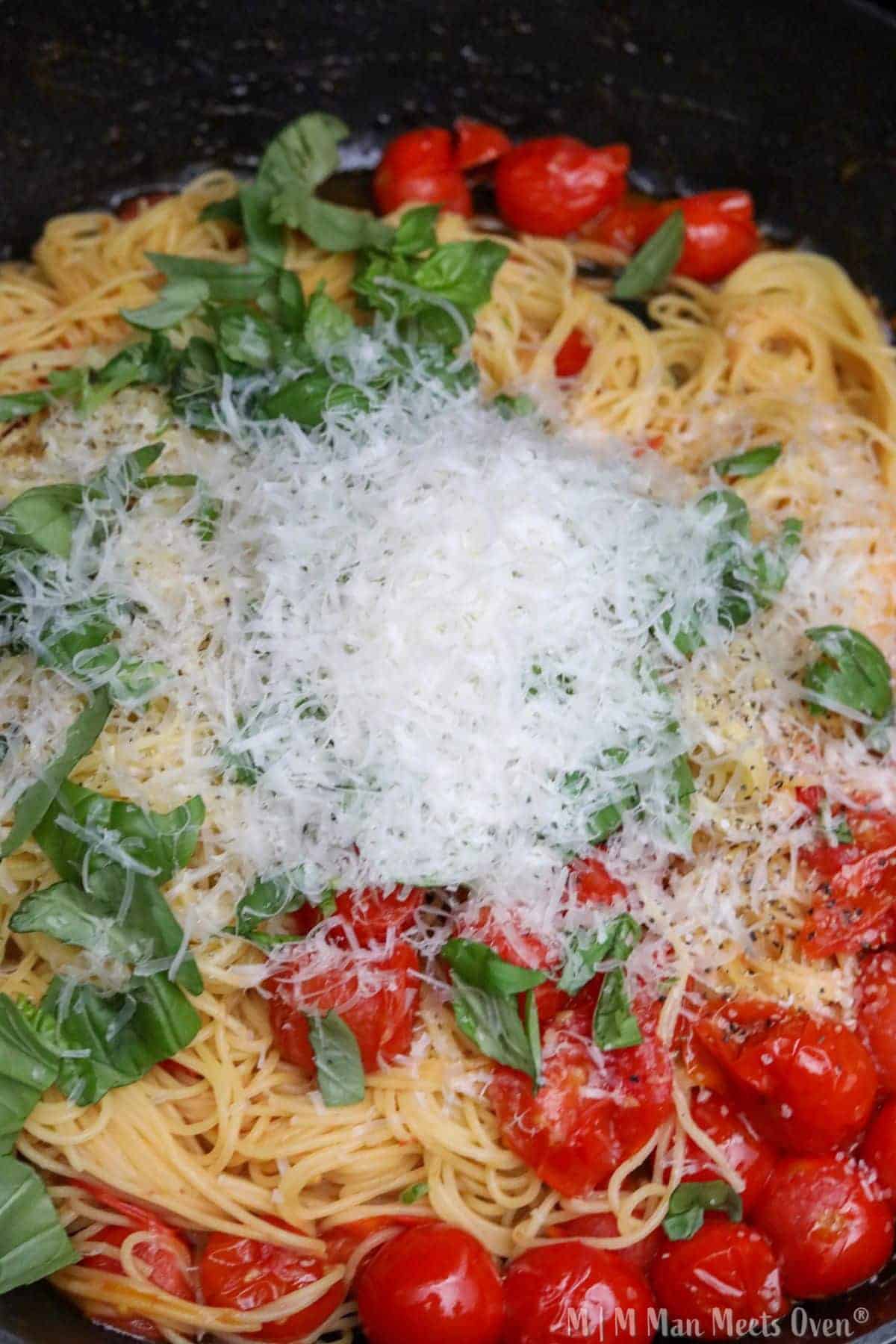 Angel Hair Pasta With Tomato And Basil - Man Meets Oven