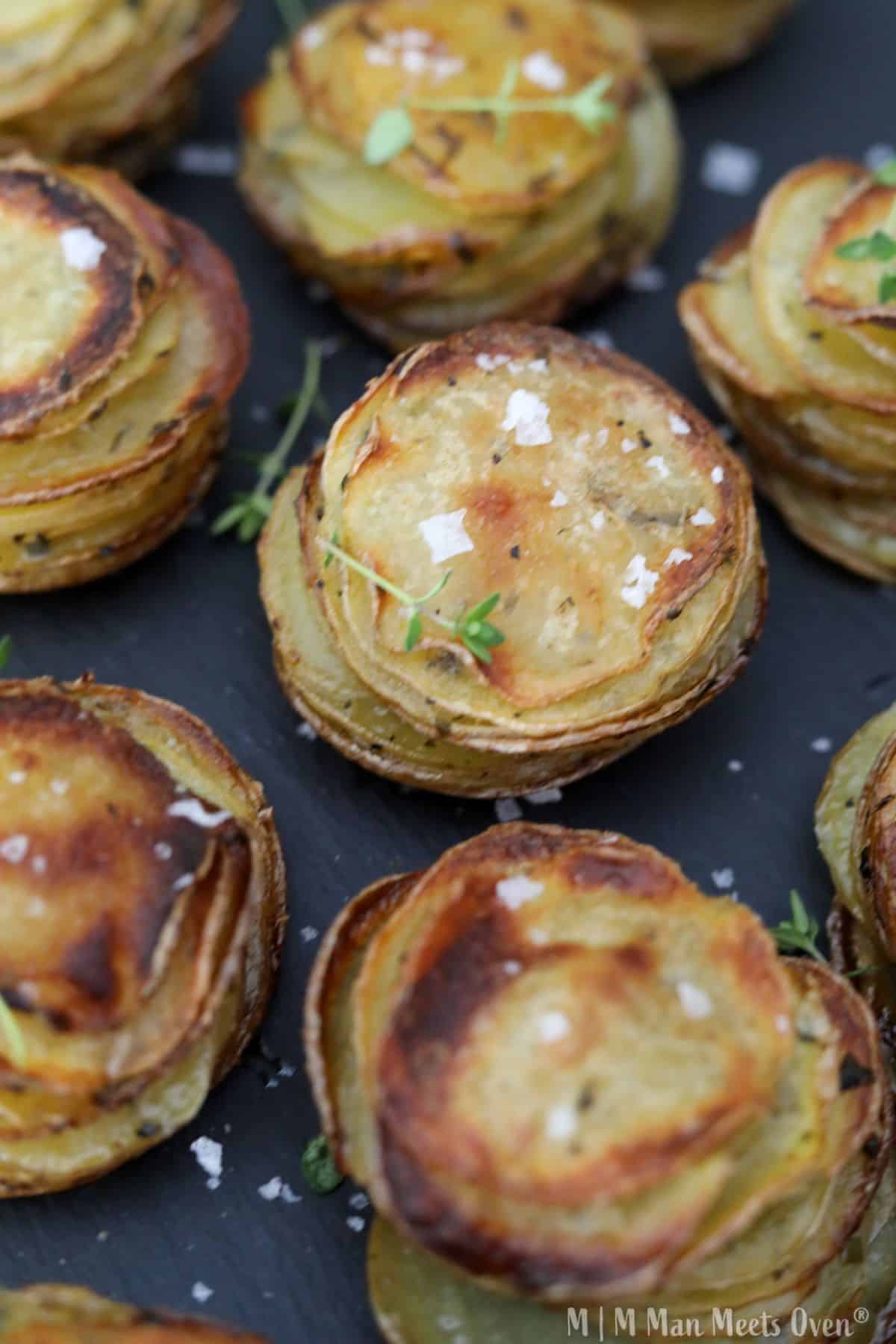 Crispy Herb Potato Stacks - Man Meets Oven