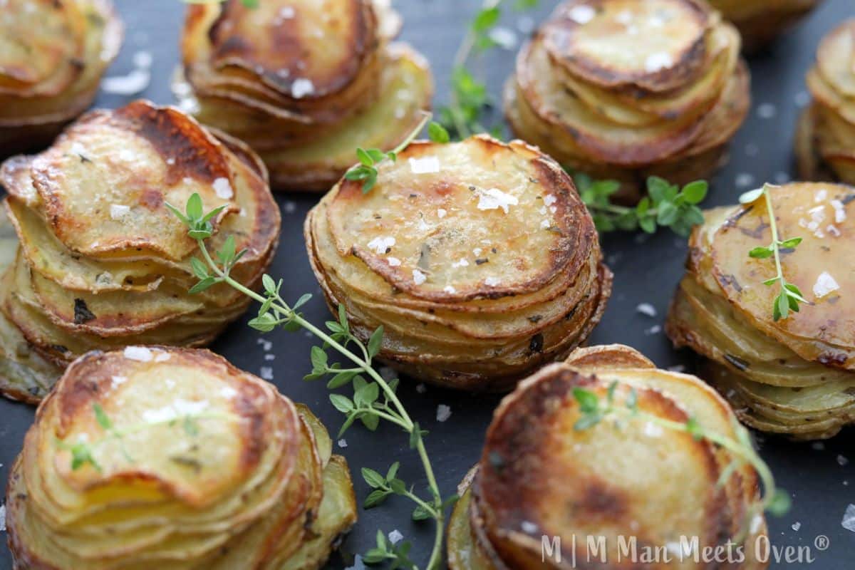 Crispy Herb Potato Stacks - Man Meets Oven