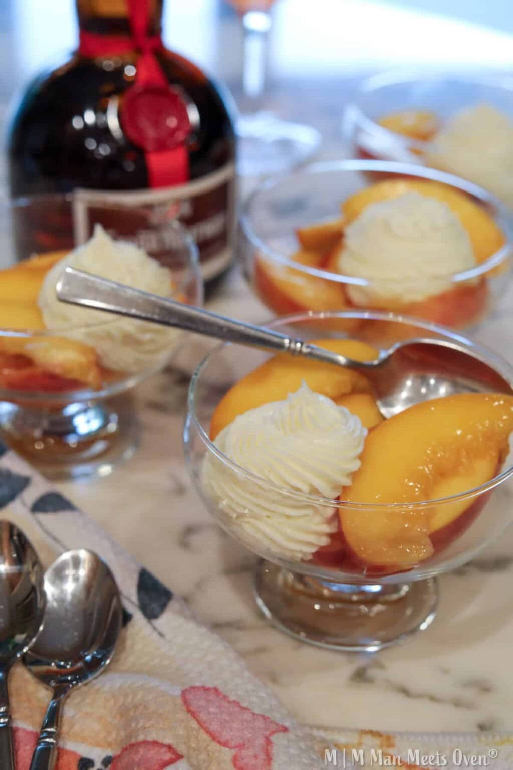 Prosecco Peaches With Whipped Mascarpone - Man Meets Oven