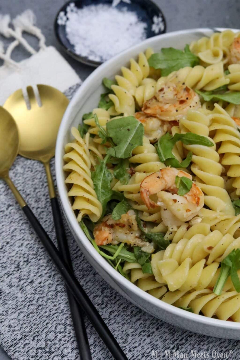 Shrimp Fusilli With Arugula - Man Meets Oven