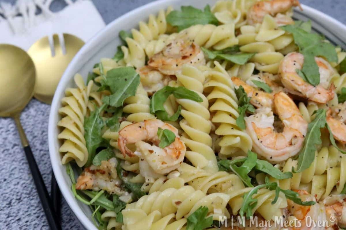 Shrimp Fusilli With Arugula - Man Meets Oven