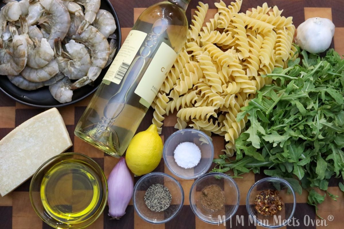 Shrimp Fusilli With Arugula - Man Meets Oven