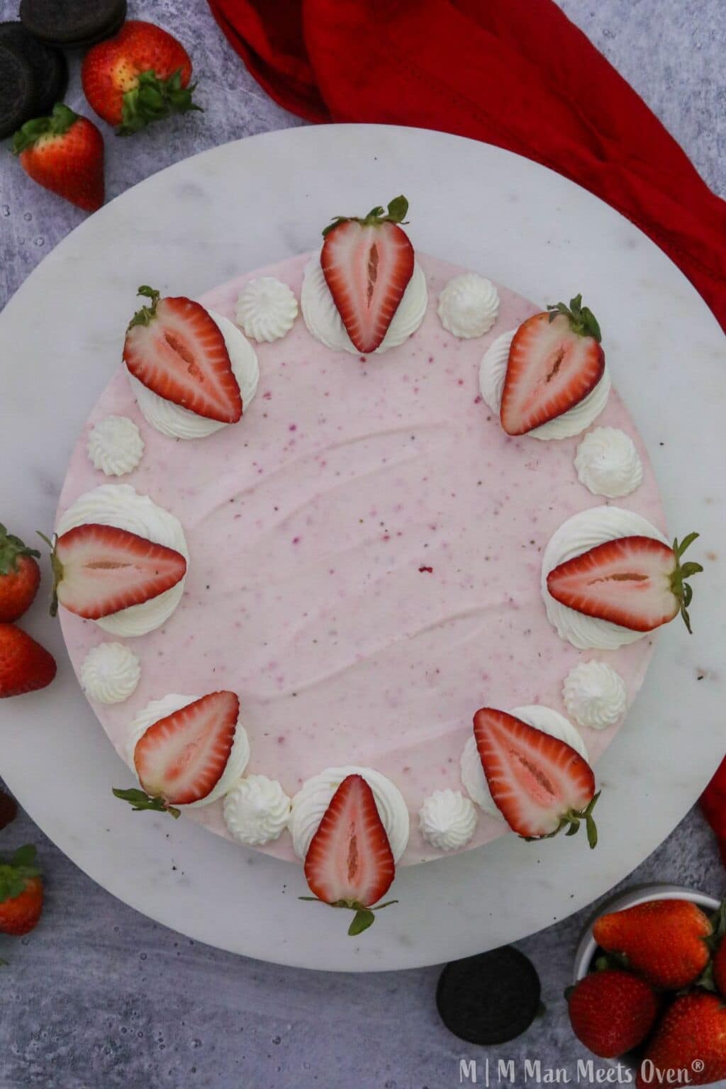 No-Bake Strawberry Cheesecake - Man Meets Oven