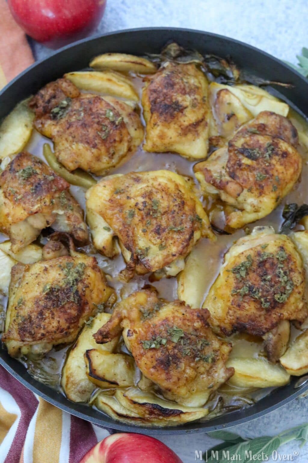 One Pan Maple Dijon Chicken Thighs - Man Meets Oven
